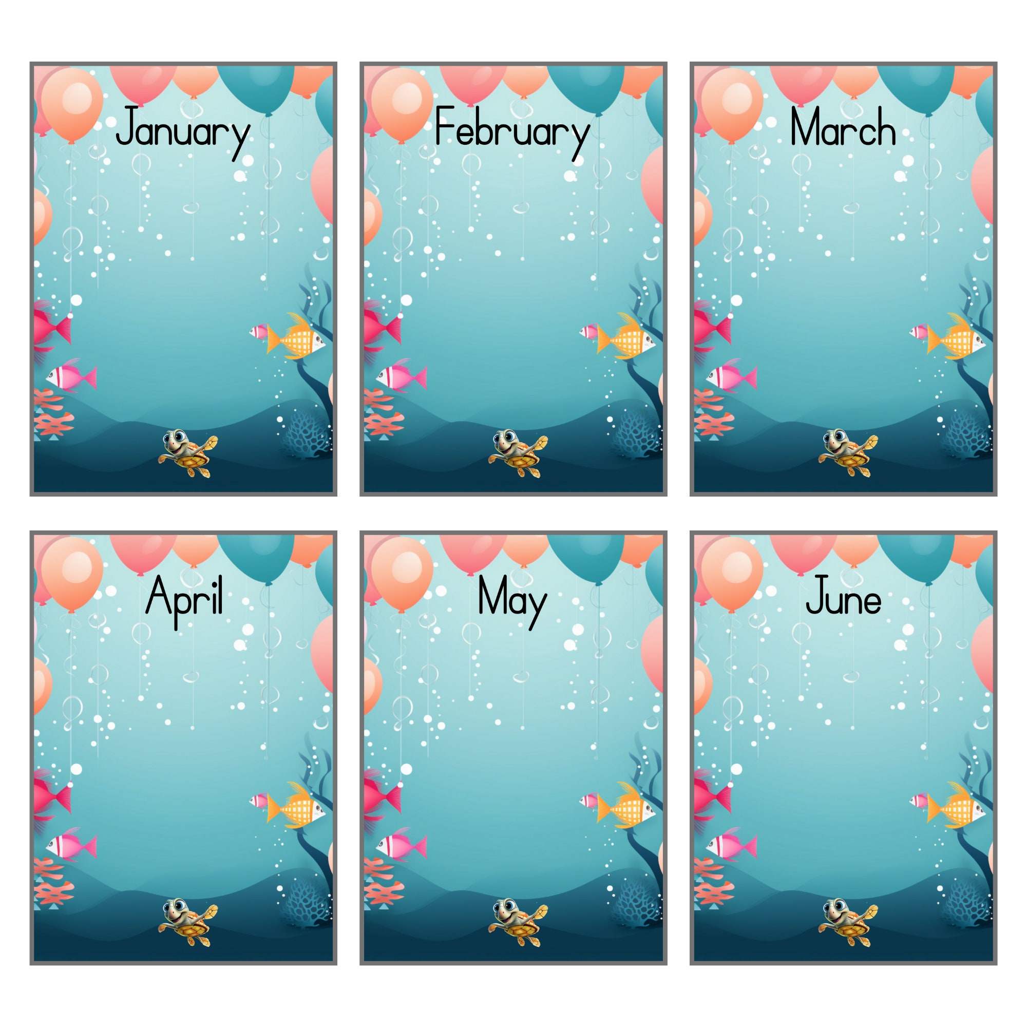 Under the Sea Theme Classroom Birthday Chart Ideas Printable - Birthday ...
