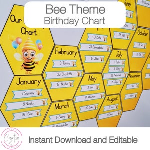 Bee Themed Classroom Birthday Chart Ideas Printable - Birthday Charts ...