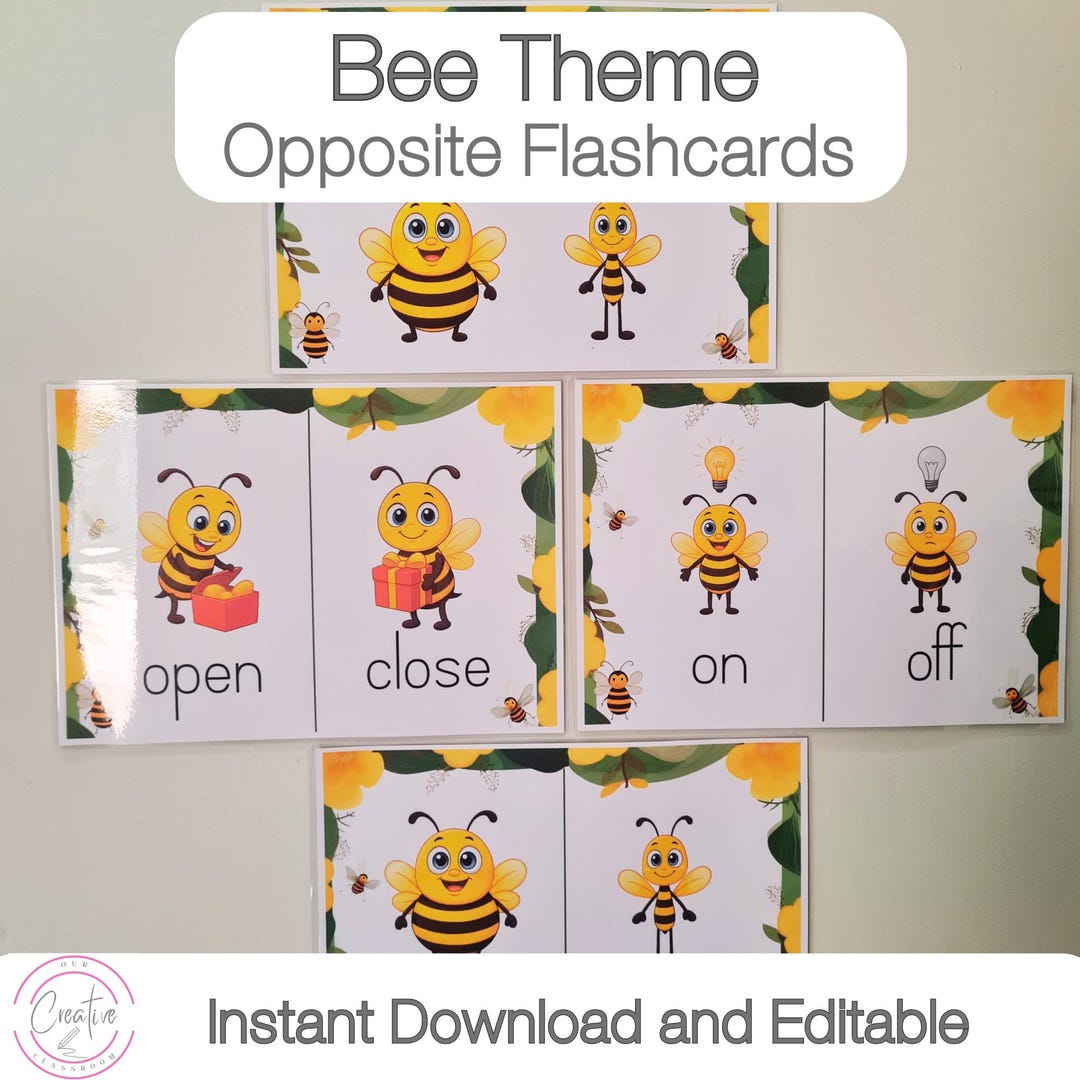 Bee Theme Classroom | Opposite Flashcards | Learning Antonyms ...