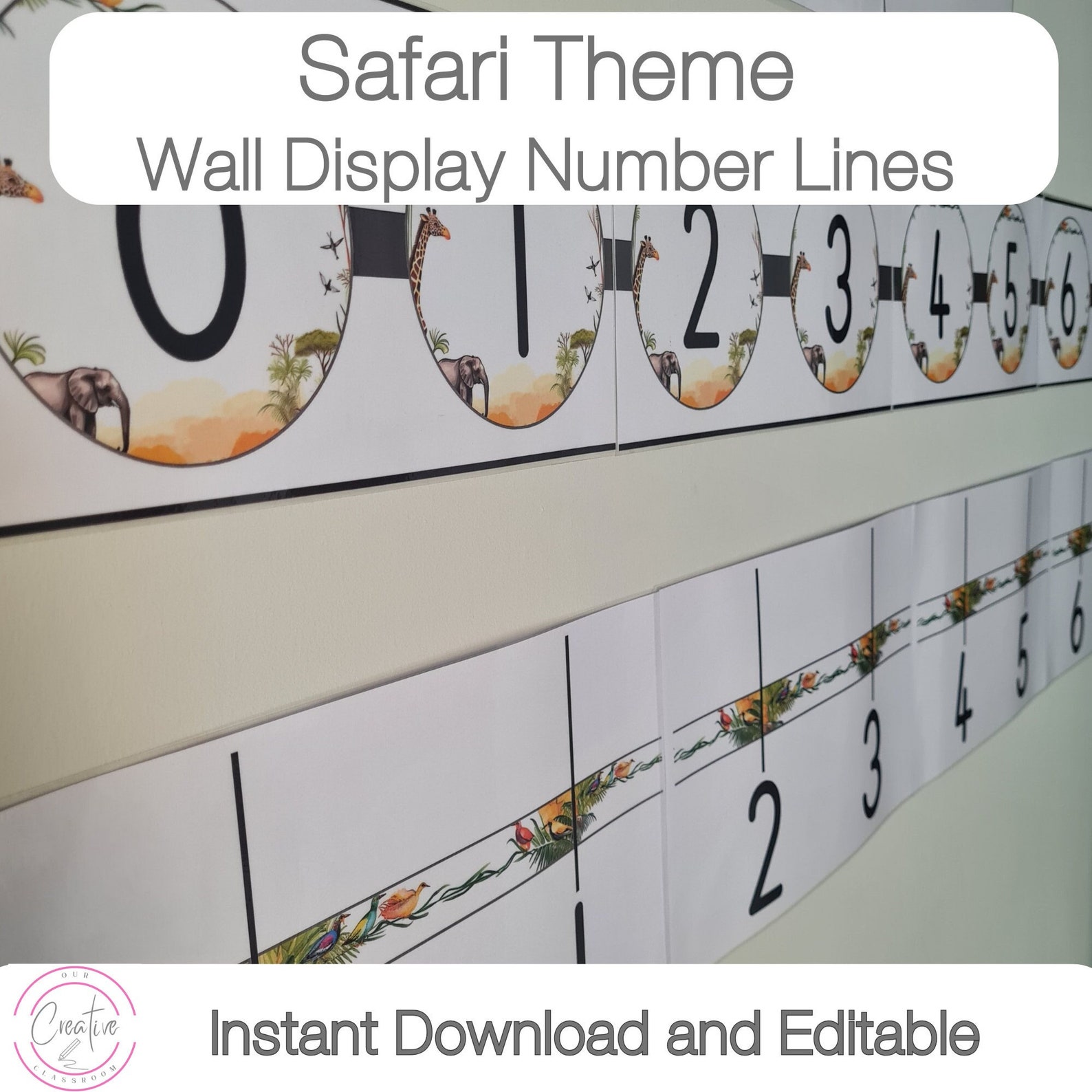 Safari Classroom Theme | Number Lines | 2 Various Styles of Number ...