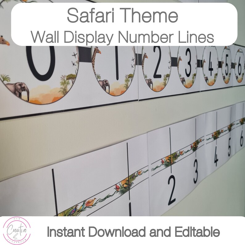 Safari Classroom Theme | Number Lines | 2 Various Styles of Number ...