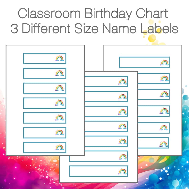 Rainbow Themed Classroom Birthday Chart Ideas Printable - Birthday ...