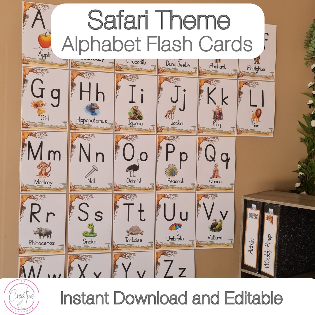 Safari Theme Alphabet Flash Cards PDF Printable Number Flash Cards ...
