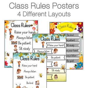 Bee Themed Classroom Rules Posters Printable - Class Rules for ...