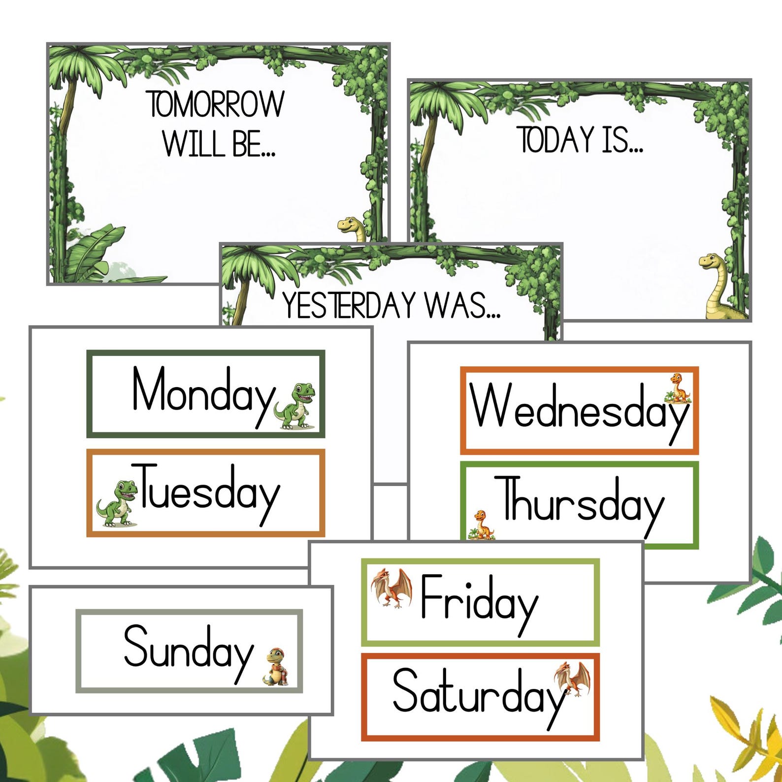 Dinosaur Theme Classroom Days of the Week Poster Printable & Months of ...