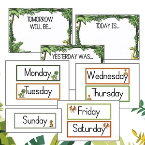 Dinosaur Theme Classroom Days of the Week Poster Printable & Months of ...