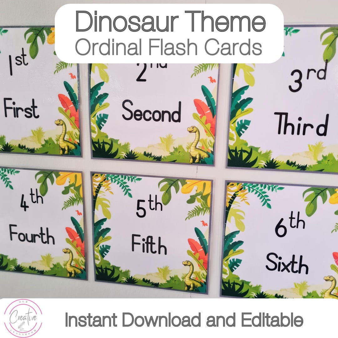 Dinosaur-themed Classroom | Ordinal Numbers Poster | Editable ...
