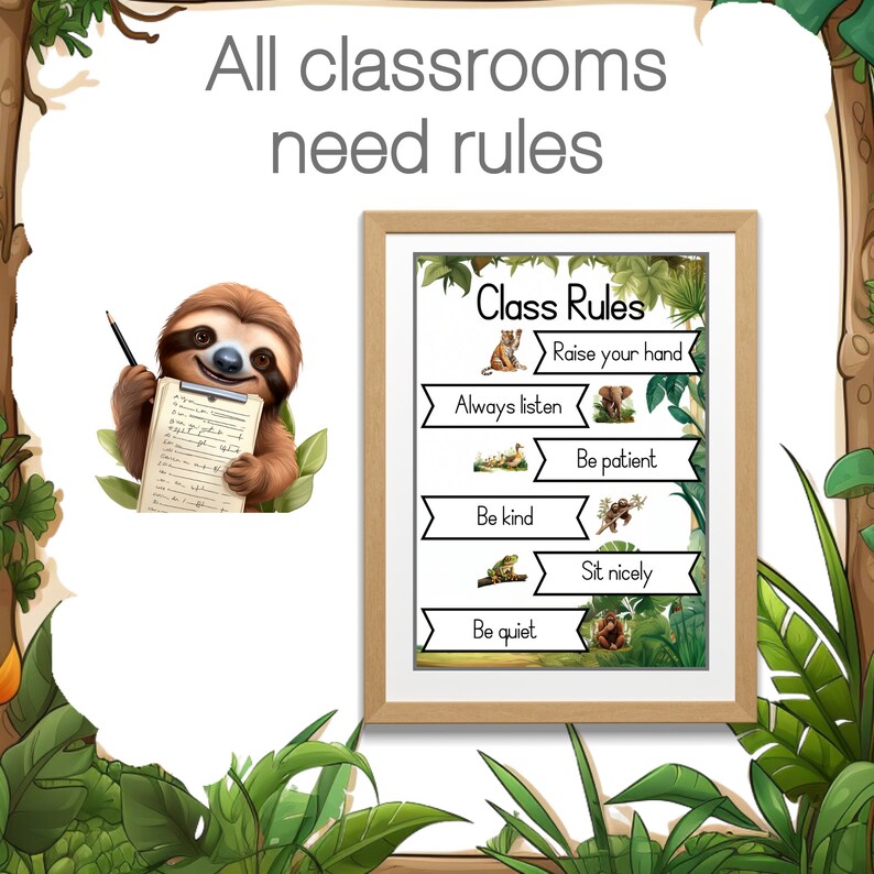 Jungle Theme Classroom Rules Posters Printable - Class Rules for ...