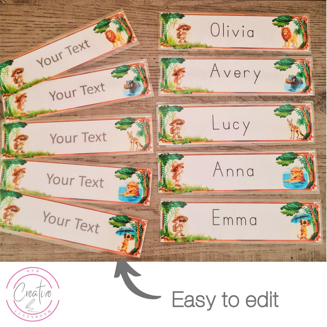 Safari Theme Classroom Name Tags Printable - Name Tags for Kindergarten ...