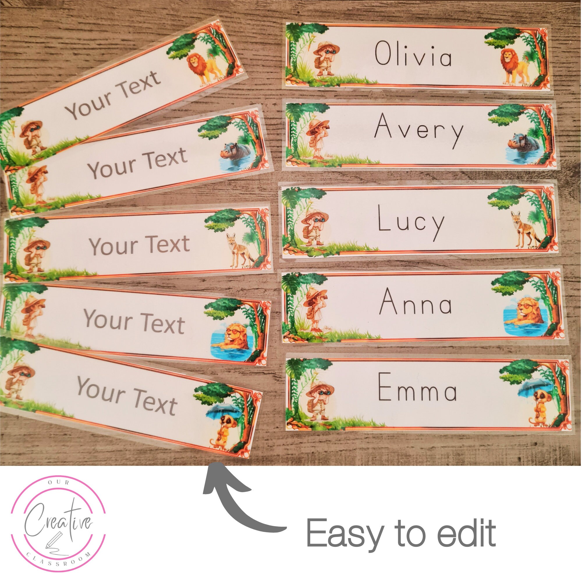 Safari Theme Classroom Name Tags Printable - Name Tags for Kindergarten ...