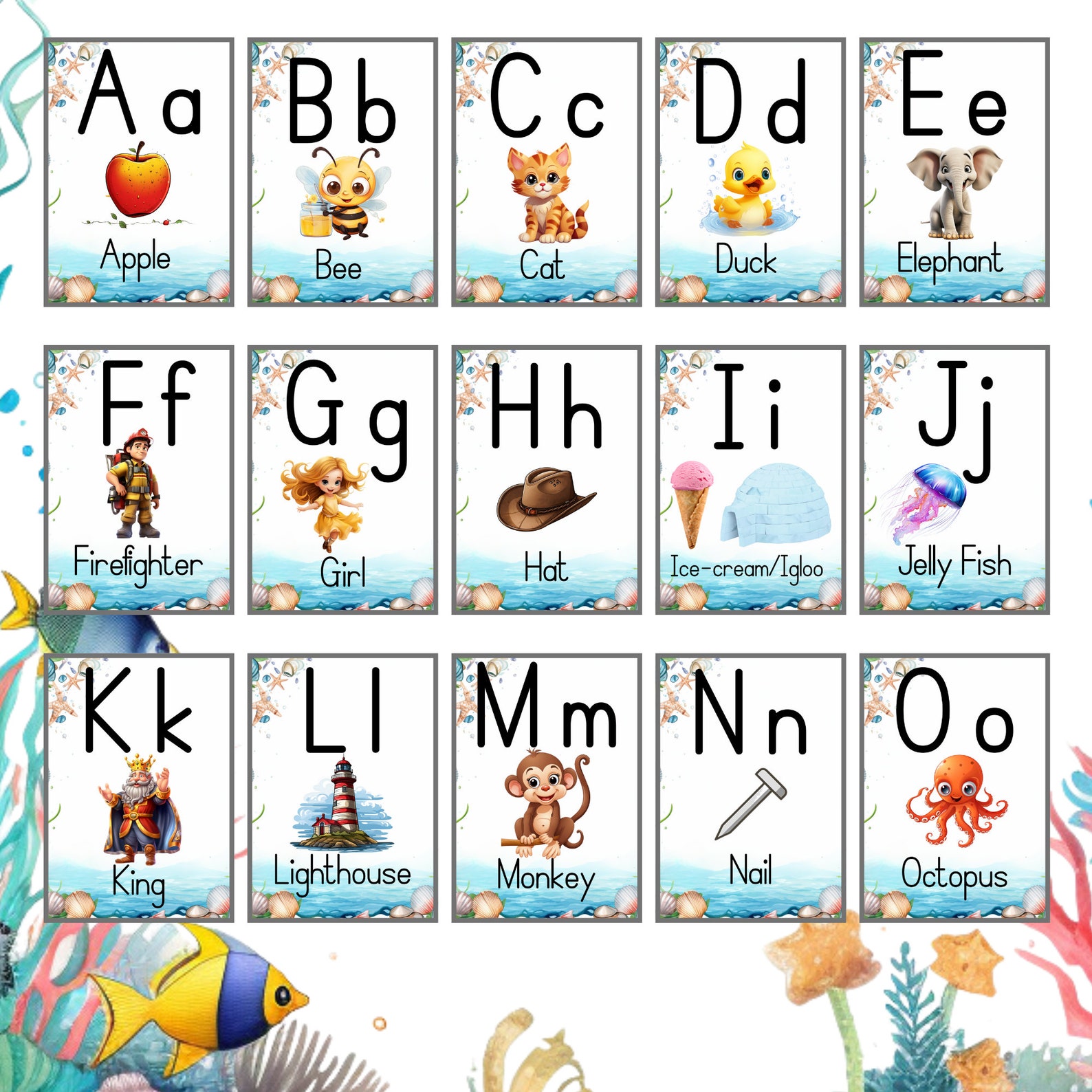 Under the Sea Classroom Theme | Alphabet Posters | Alphabet Class ...