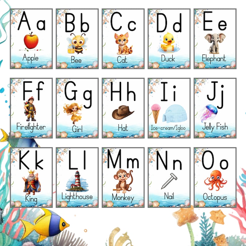 Under the Sea Classroom Theme | Alphabet Posters | Alphabet Class ...