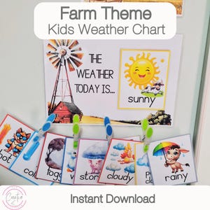 Farm Theme Classroom Kids Weather Chart Printable - All Seasons Posters ...