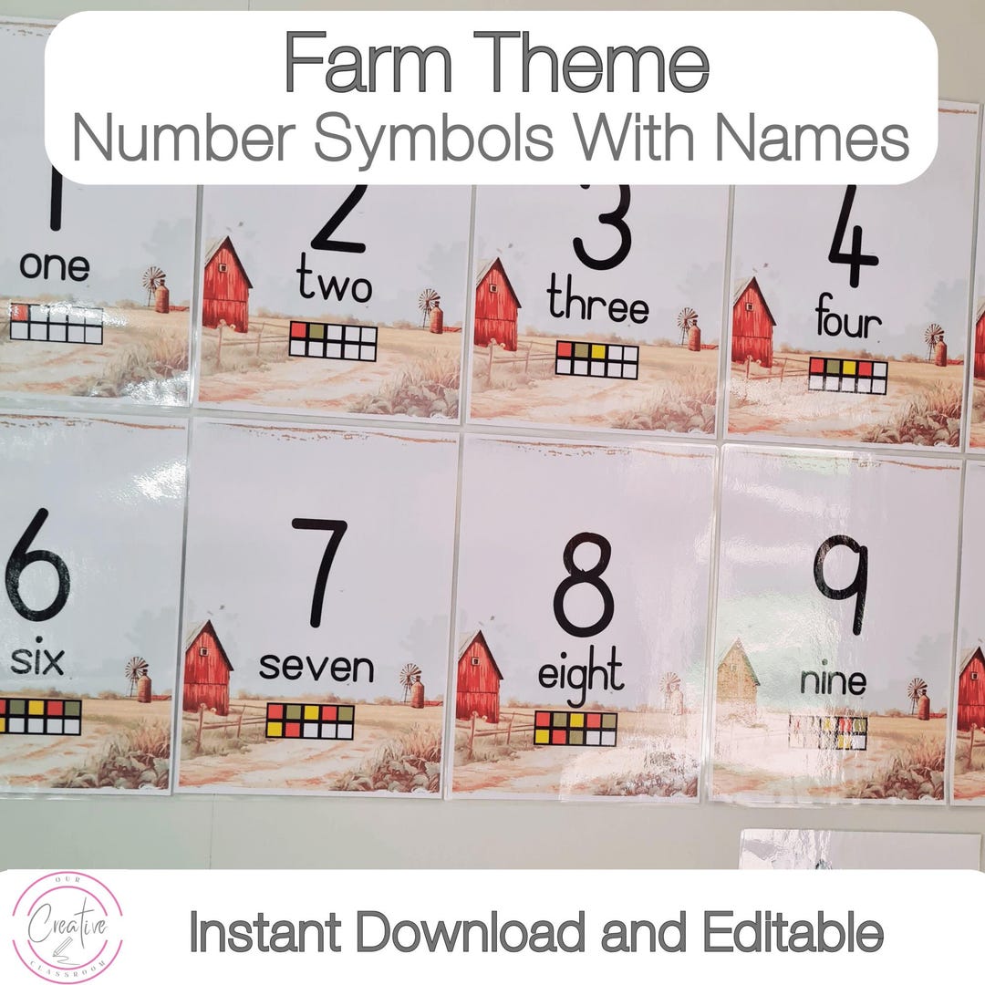 Farm Theme Classroom | Number Flashcards | Number Posters | Editable ...