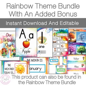 Rainbow Themed Classroom Rules Posters Printable - Class Rules for ...
