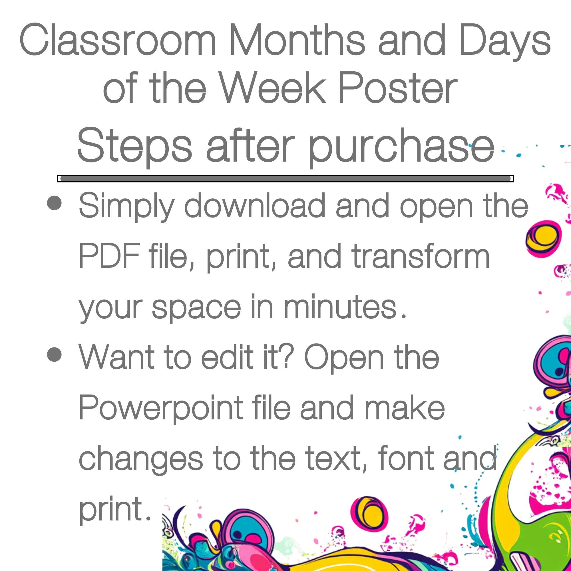Colorful Classroom Theme Days of the Week Poster Printable & Months of ...
