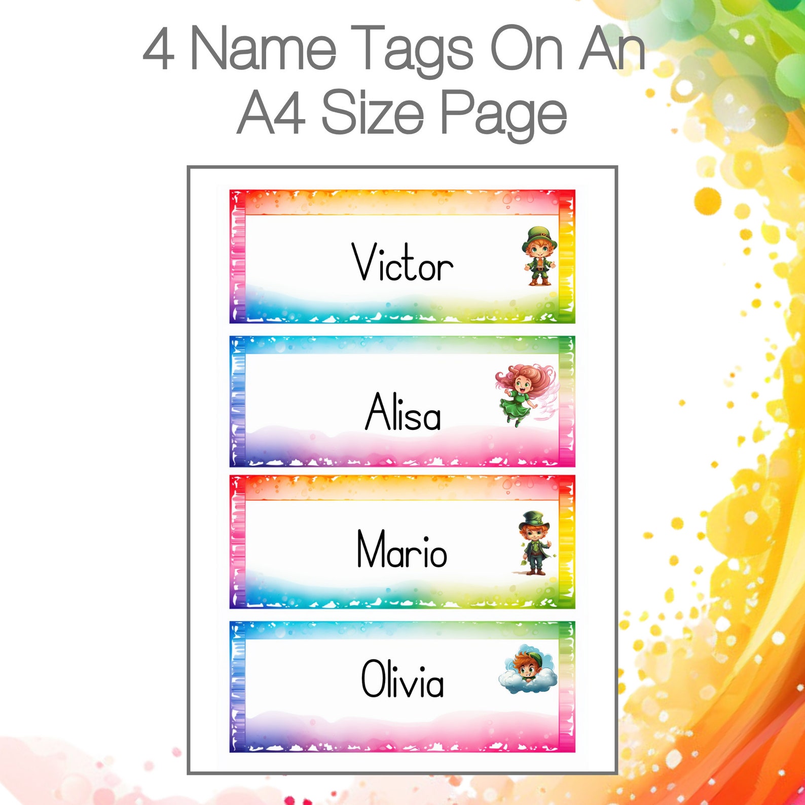 Rainbow Themed Classroom Name Tags Printable - Name Tags for ...