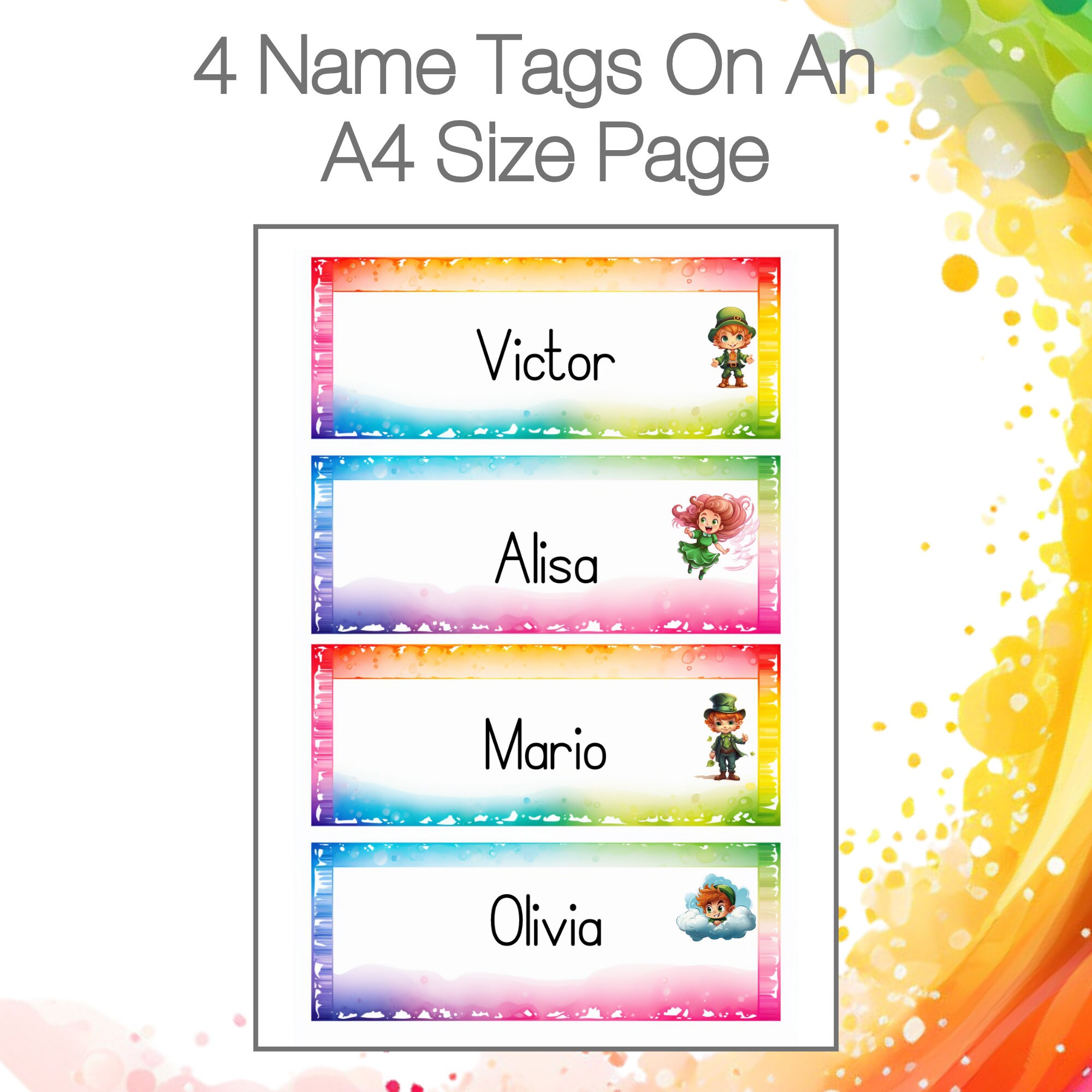 Rainbow Themed Classroom Name Tags Printable - Name Tags for ...