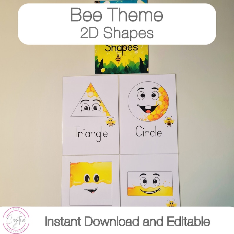 Bee Theme Classroom | 2D Shapes | Math Shape Posters | Printable 2D ...
