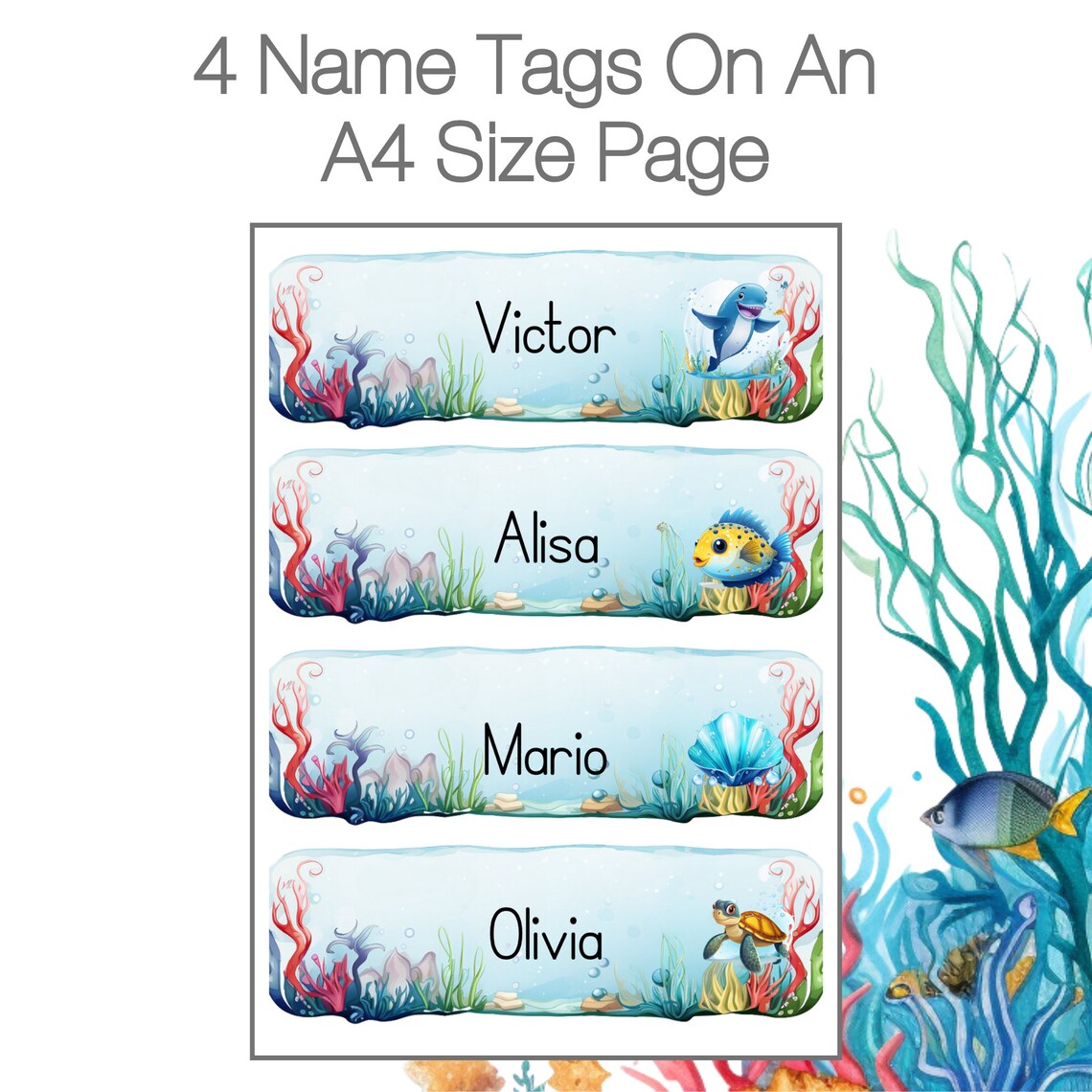 Under the Sea Classroom Theme - Classroom Name Tags Printable | Name ...