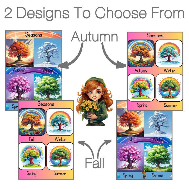 Rainbow Themed Classroom Kids Weather Chart Printable - All Seasons ...