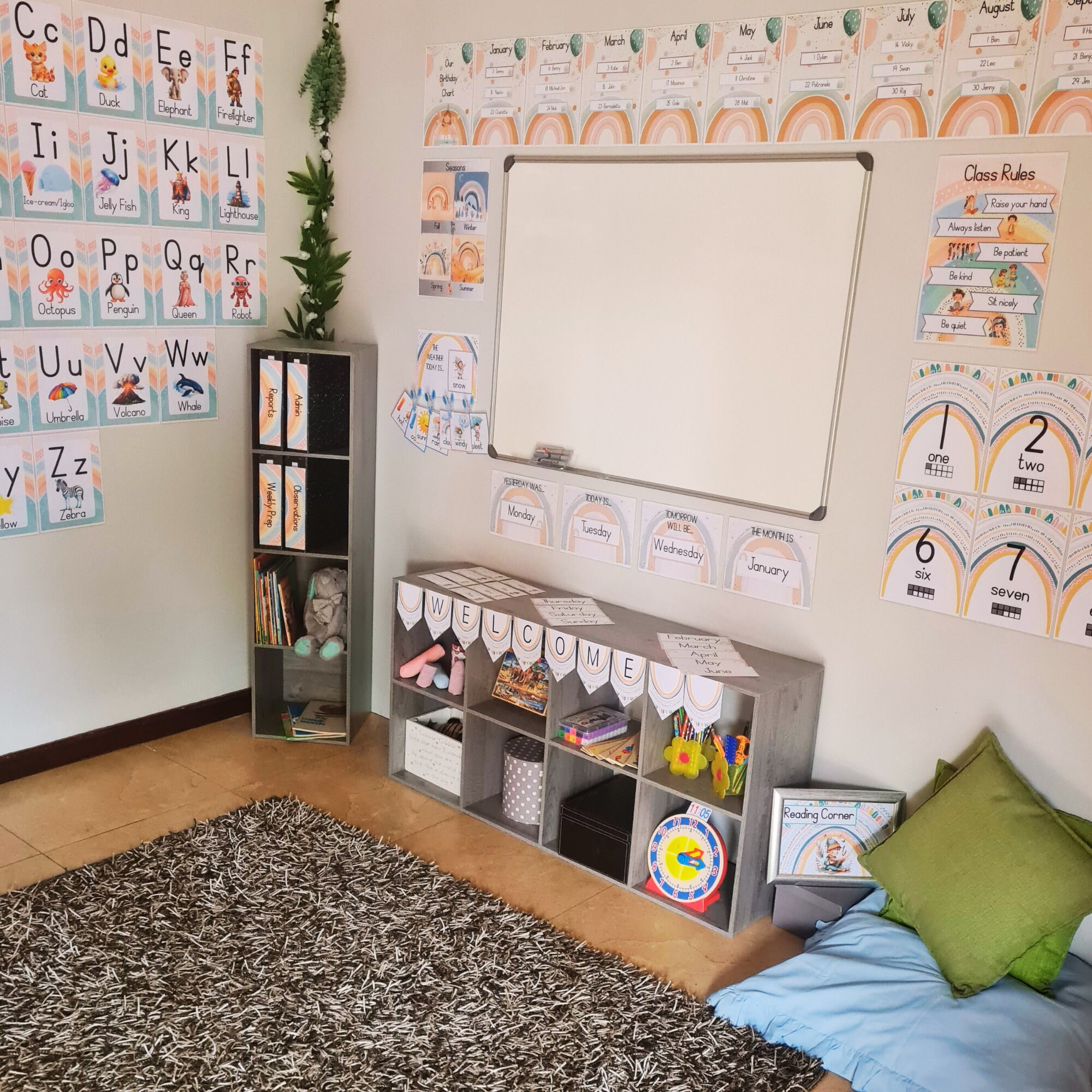 Boho Rainbow Theme Classroom| Ordinal Numbers Poster | Editable ...