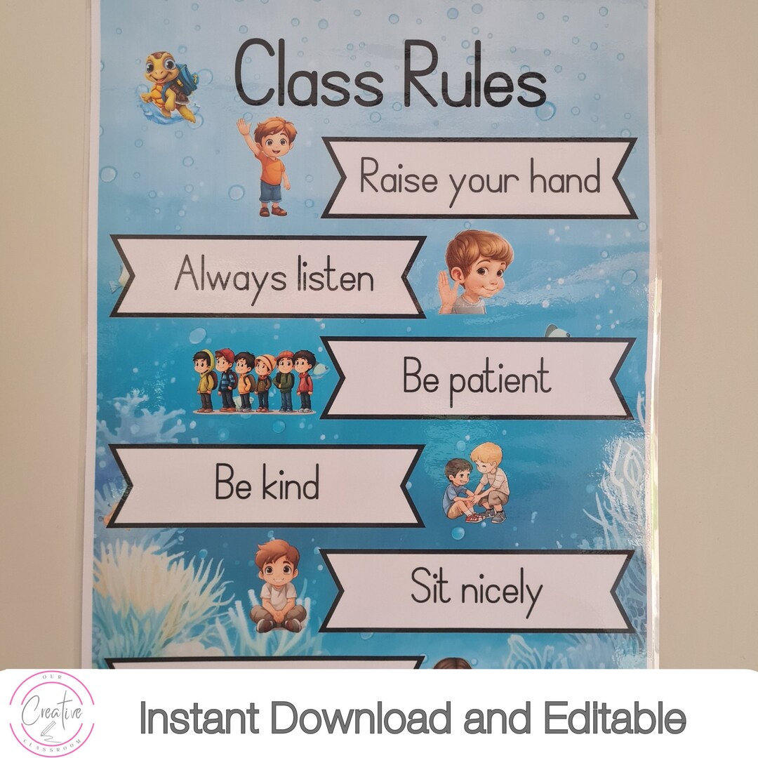 Under the Sea Classroom Theme - Classroom Rules Posters Printable ...