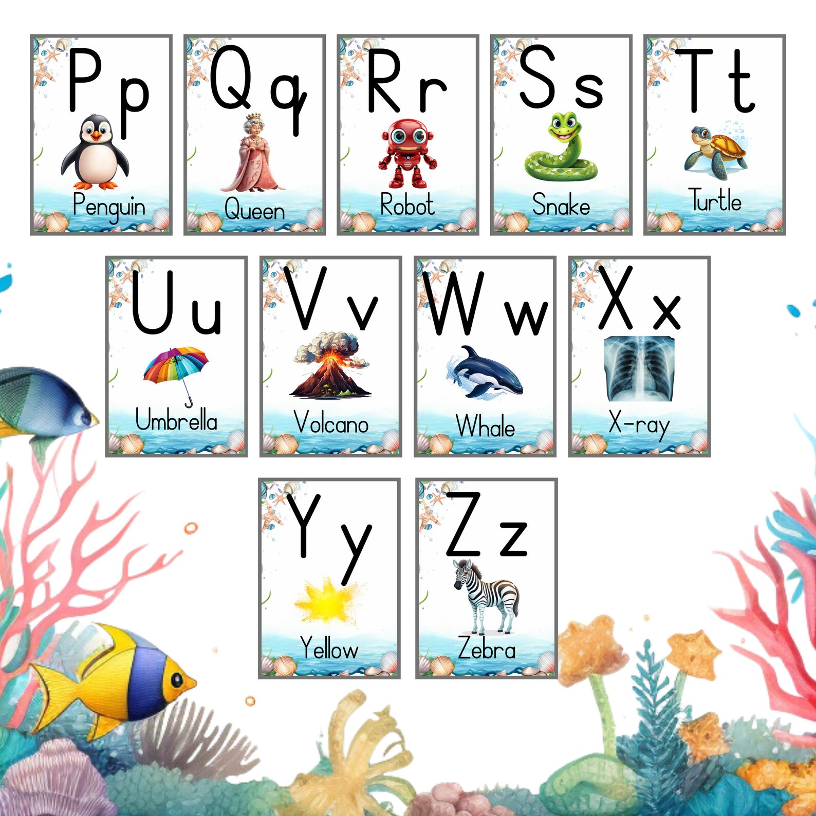 Under the Sea Classroom Theme | Alphabet Posters | Alphabet Class ...