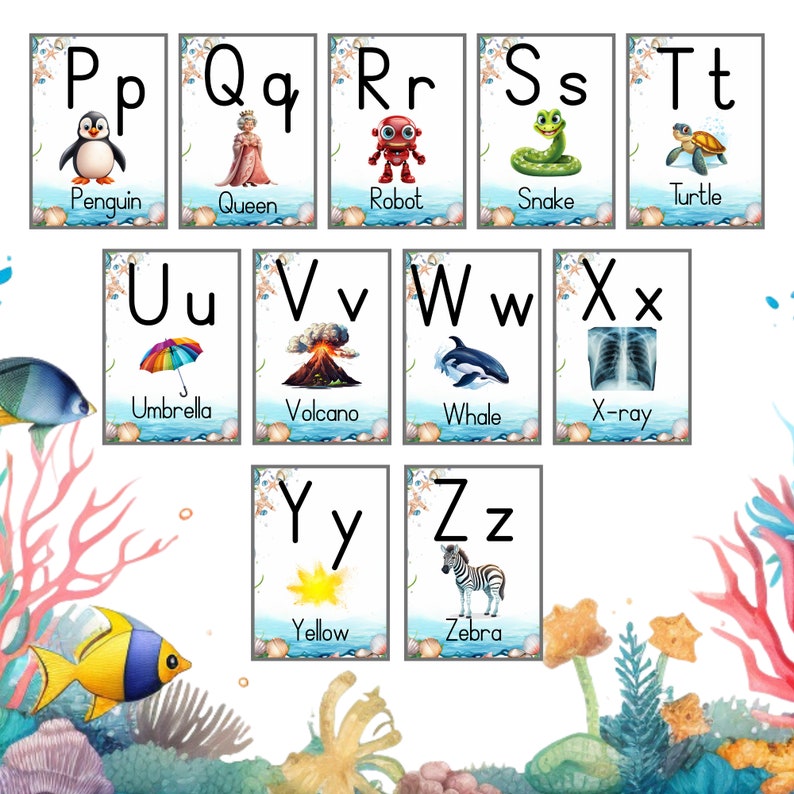 Under the Sea Classroom Theme | Alphabet Posters | Alphabet Class ...