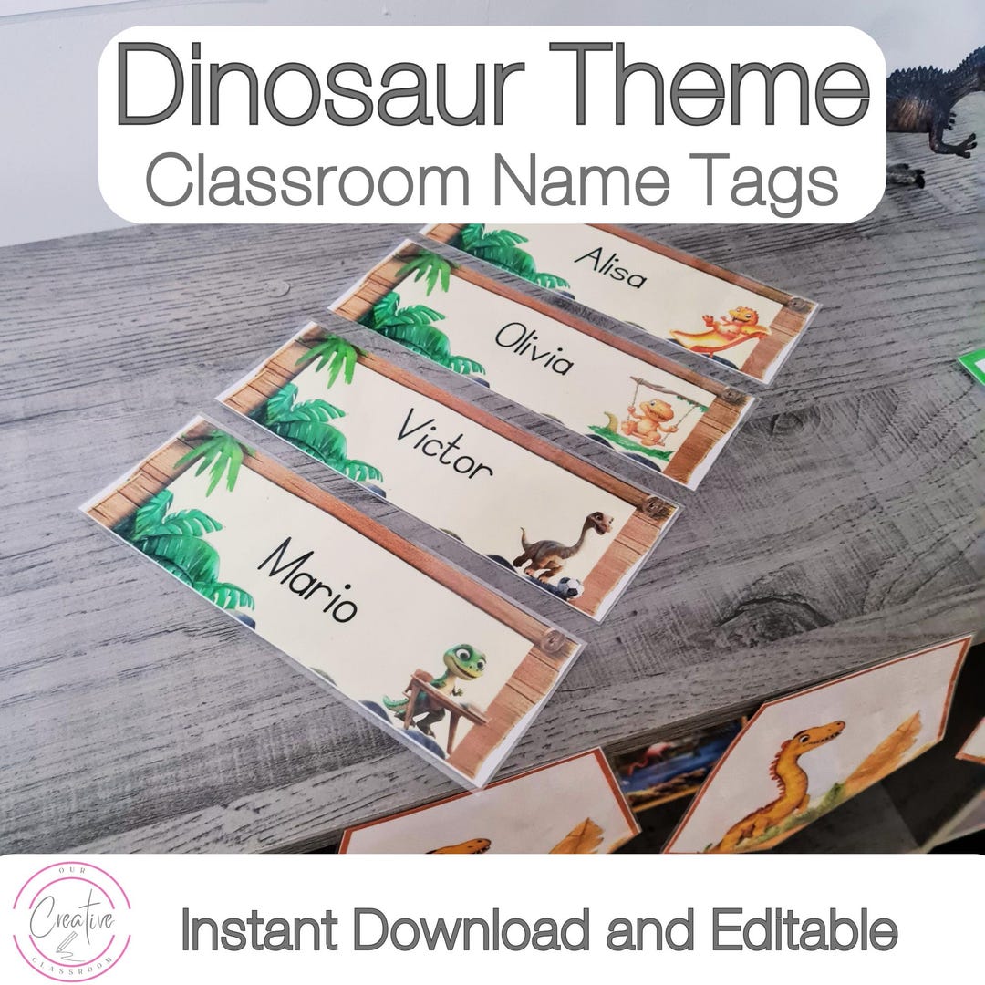 Dinosaur-themed Classroom Name Tags Printable - Name Tags for ...
