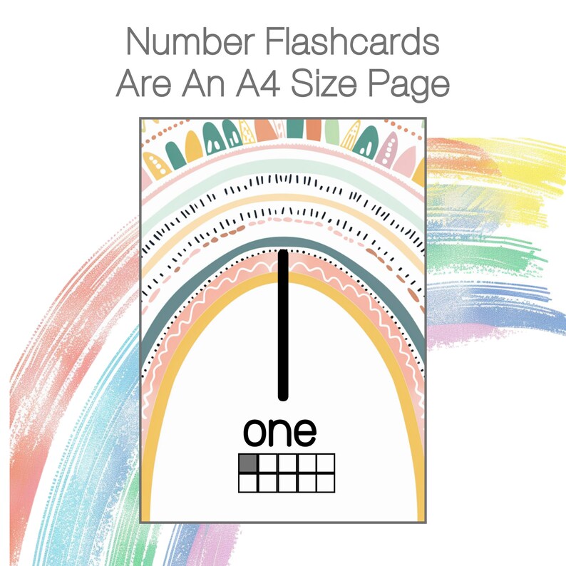 Boho Rainbow Themed Classroom | Number Flashcards | Number Posters ...