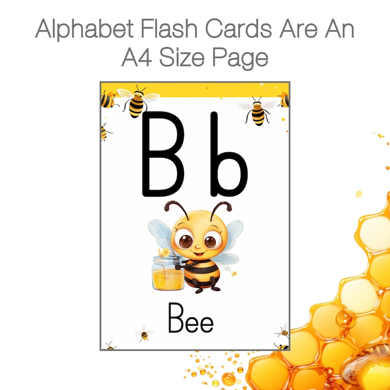 Bee Themed Classroom Alphabet Flashcards PDF Printable - Alphabet ...