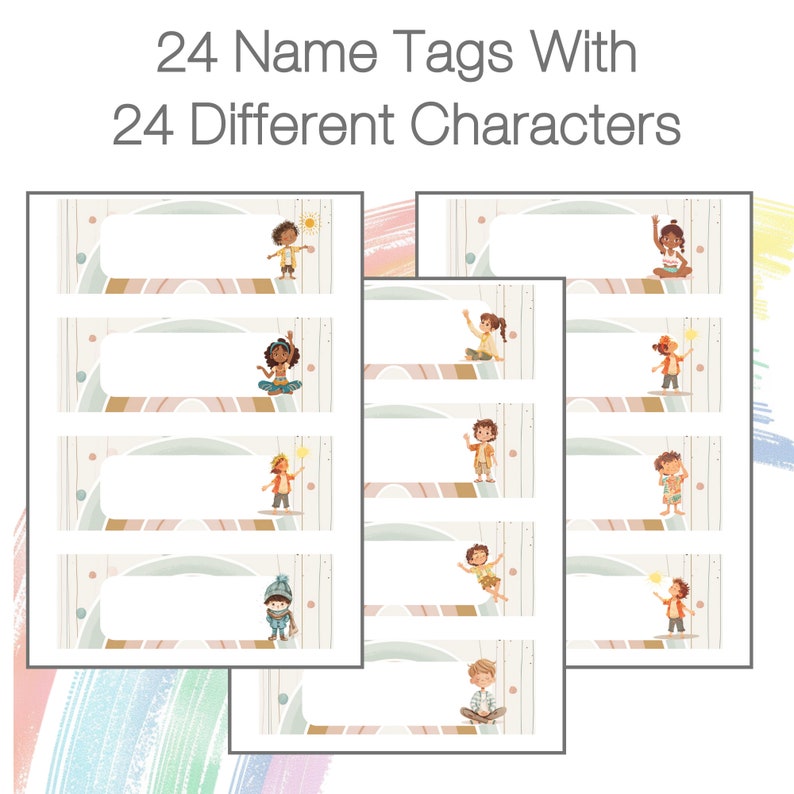 BOHO RAINBOW Classroom Name Tags Editable Pastel Rainbow Classroom ...