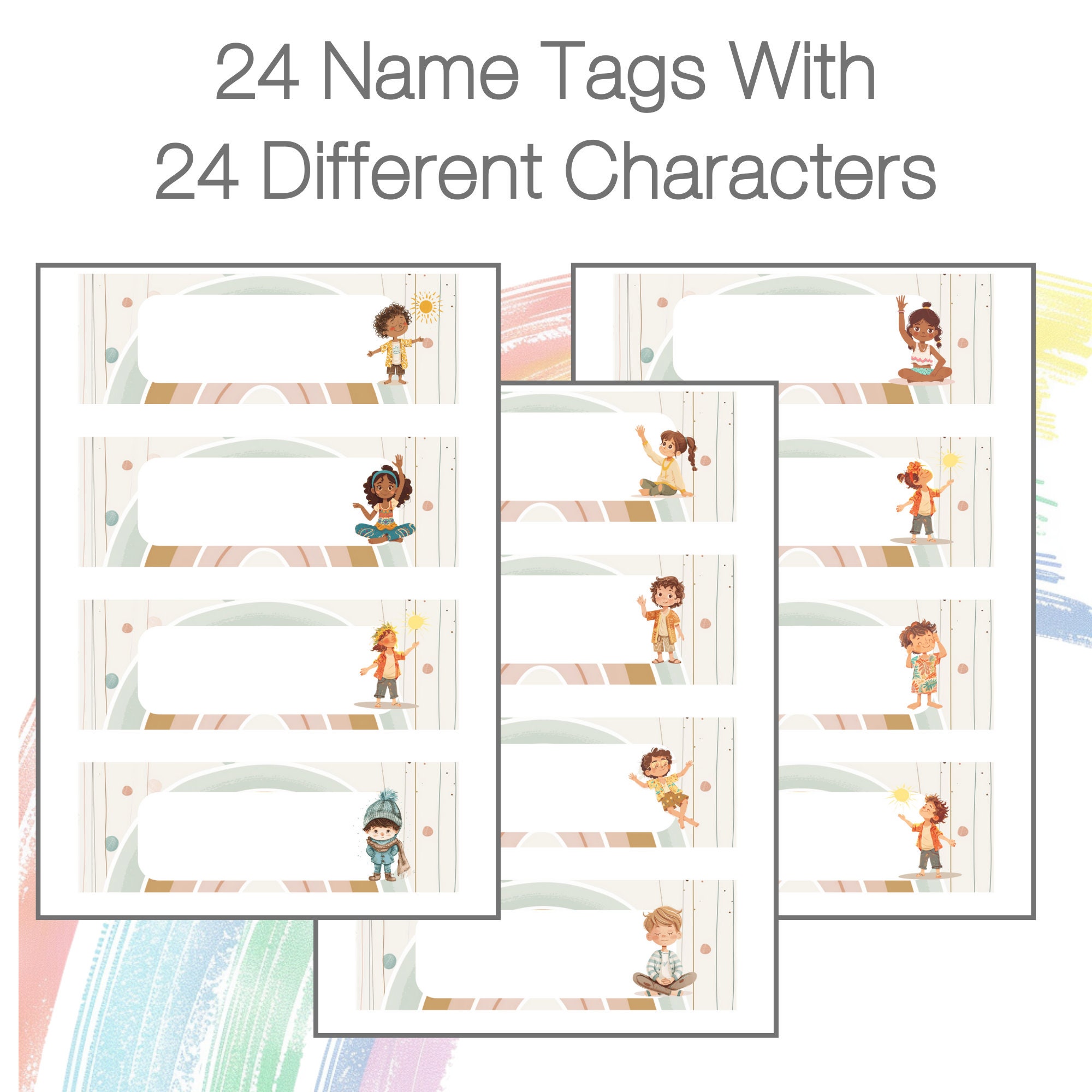 BOHO RAINBOW Classroom Name Tags | Editable | Pastel Rainbow Classroom ...