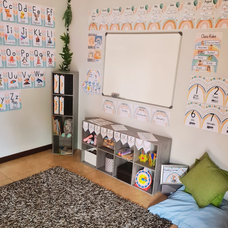 Boho Rainbow Theme Classroom | Number Lines | 2 Various Styles of ...
