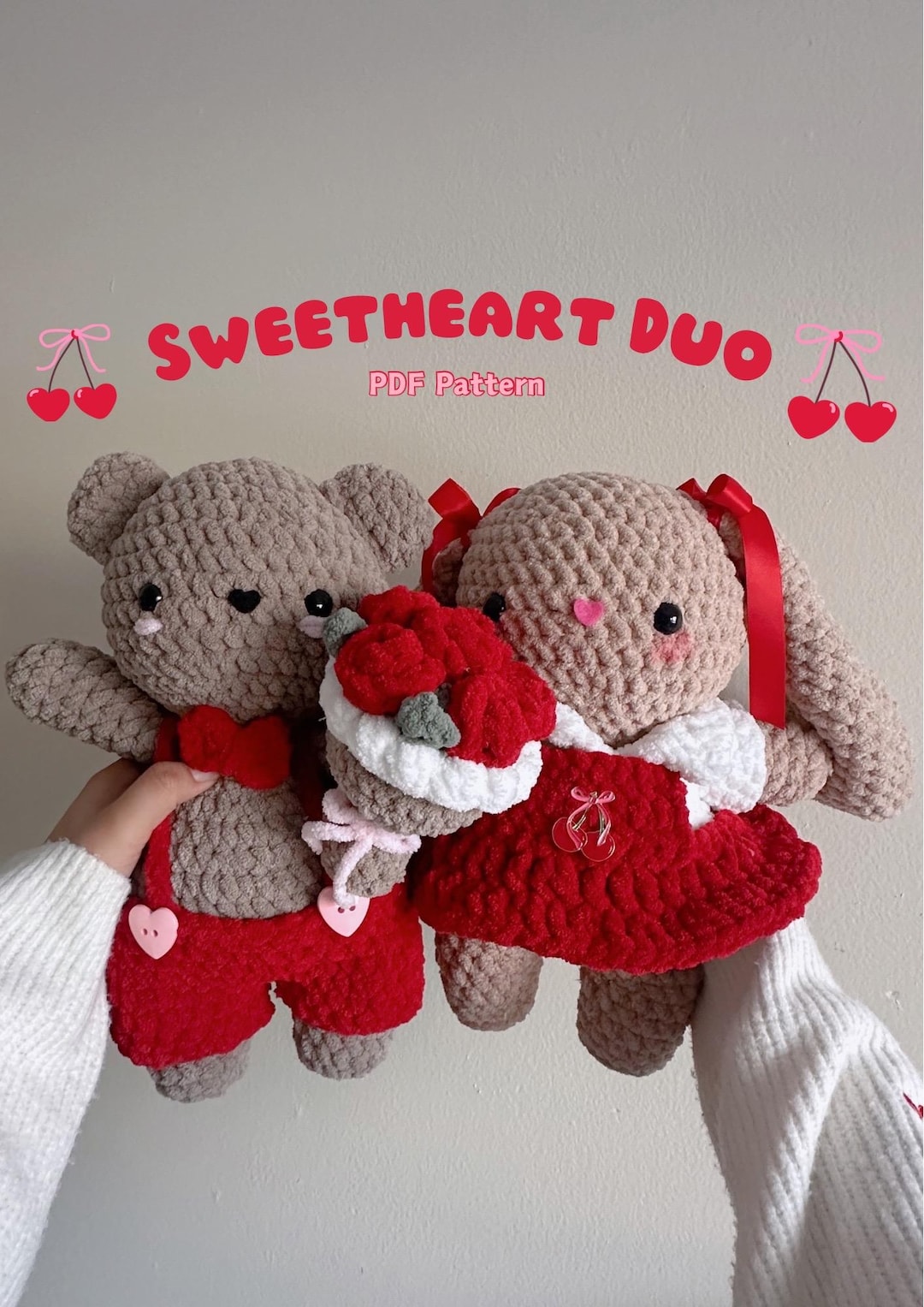 Sweetheart Bunny and Bear Crochet Pattern: Amigurumi Duo (PDF Pattern ...