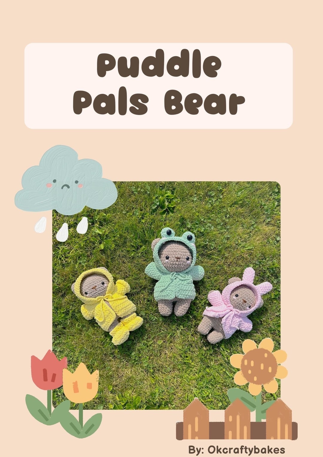 Puddle Pals Bear (3 Mod) PDF File Crochet Bear Clothing Pattern, Bear ...