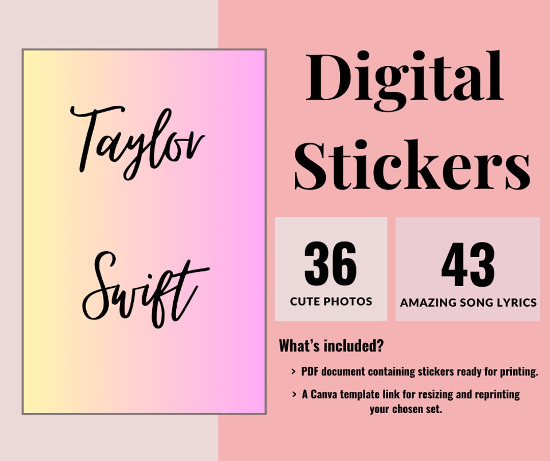 Taylor Swift Digital Stickers for Swiftie Fans Editable in - Etsy