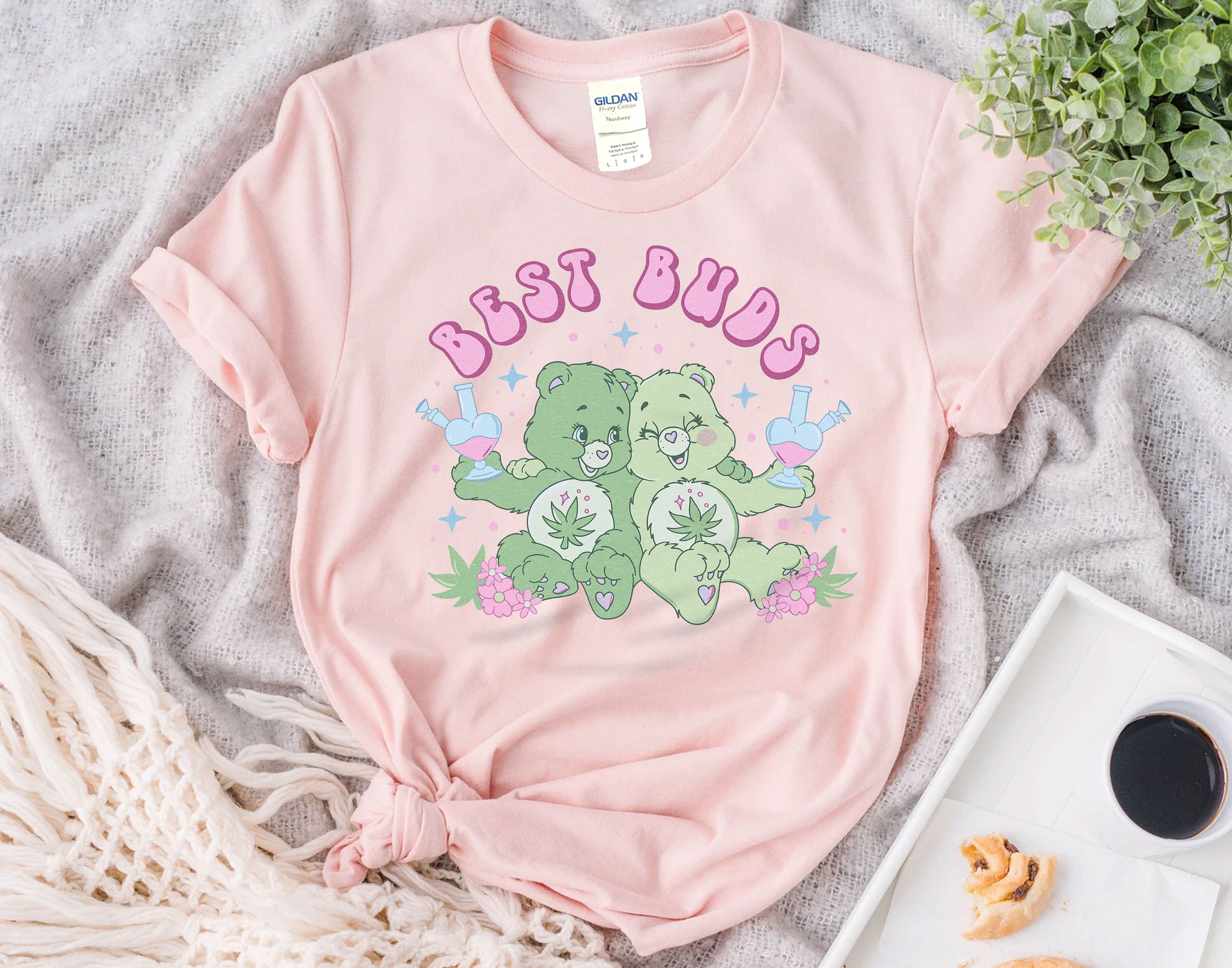 Care Bears Shirt Best Buds Funny Weed Teddy Care Bear Shirts, 90s ...