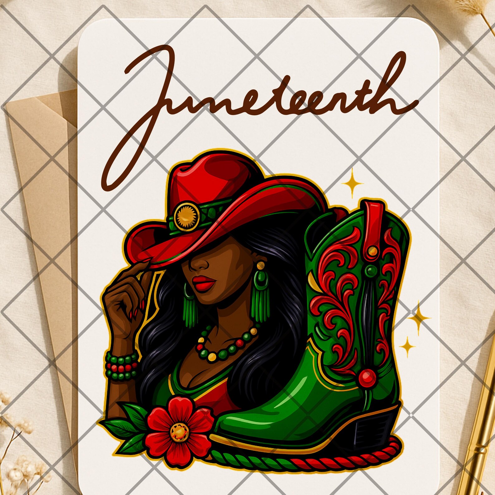 Juneteenth Cowgirl PNG | Black Western Woman Clipart | Afrocentric Boot ...
