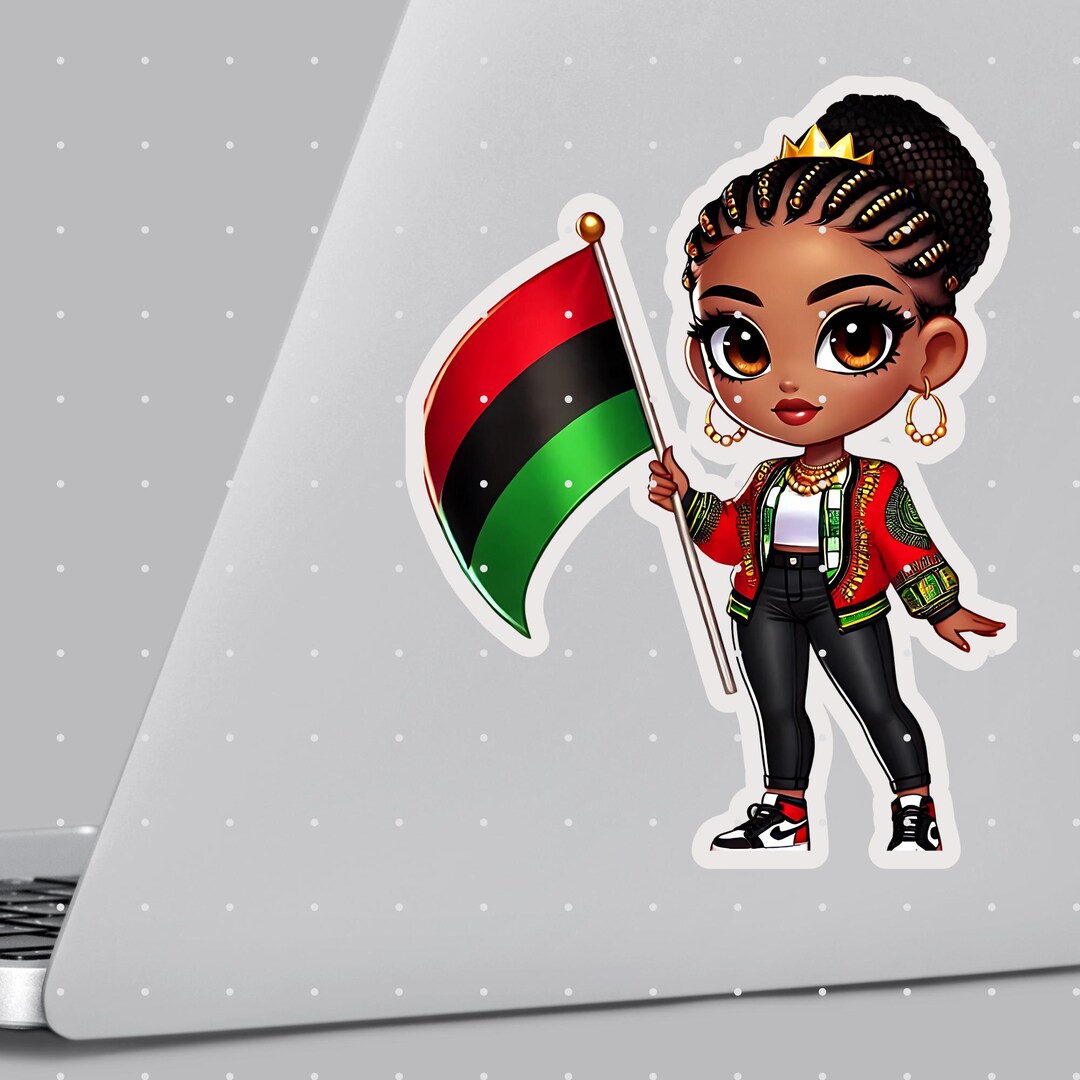 African-american Chibi Black History Sticker | Cute Chibi Girl With ...