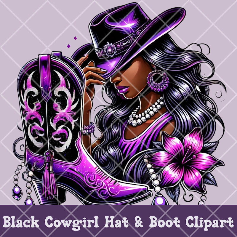 Purple Cowboy Clipart - Etsy