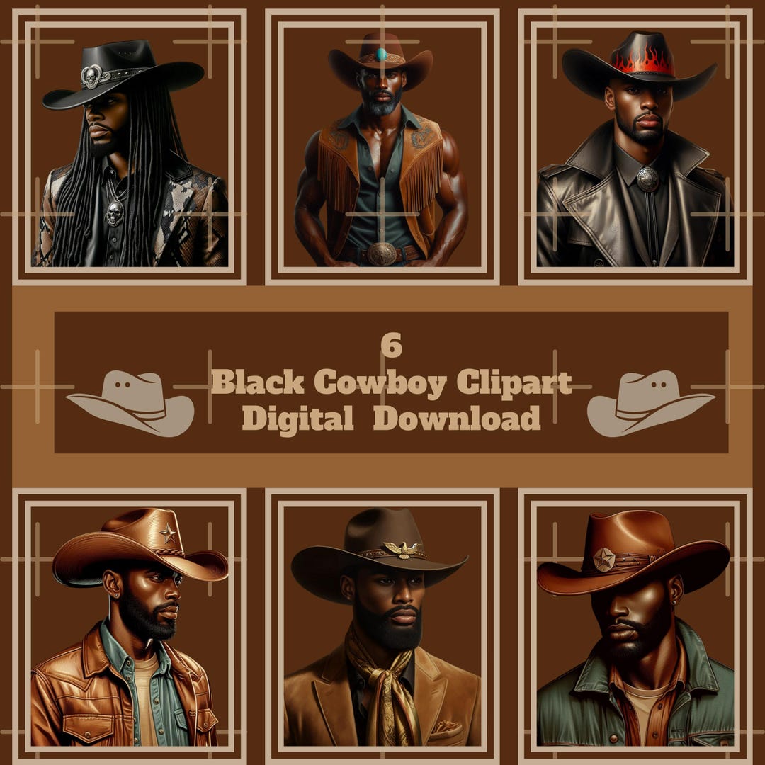 Digital Black Cowboy Clipart | Western Afro Cowboy PNG | Rodeo Southern ...