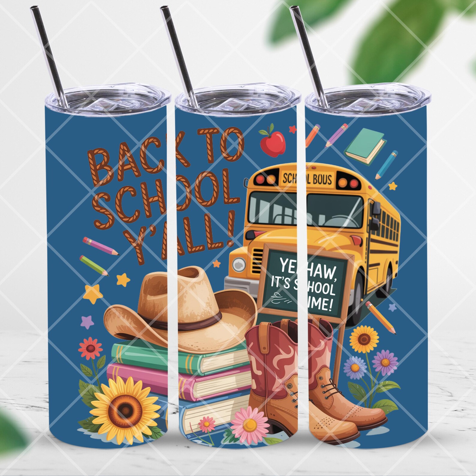 Western Back to School Clipart Bundle: Yeehaw PNG Graphics (commercial ...