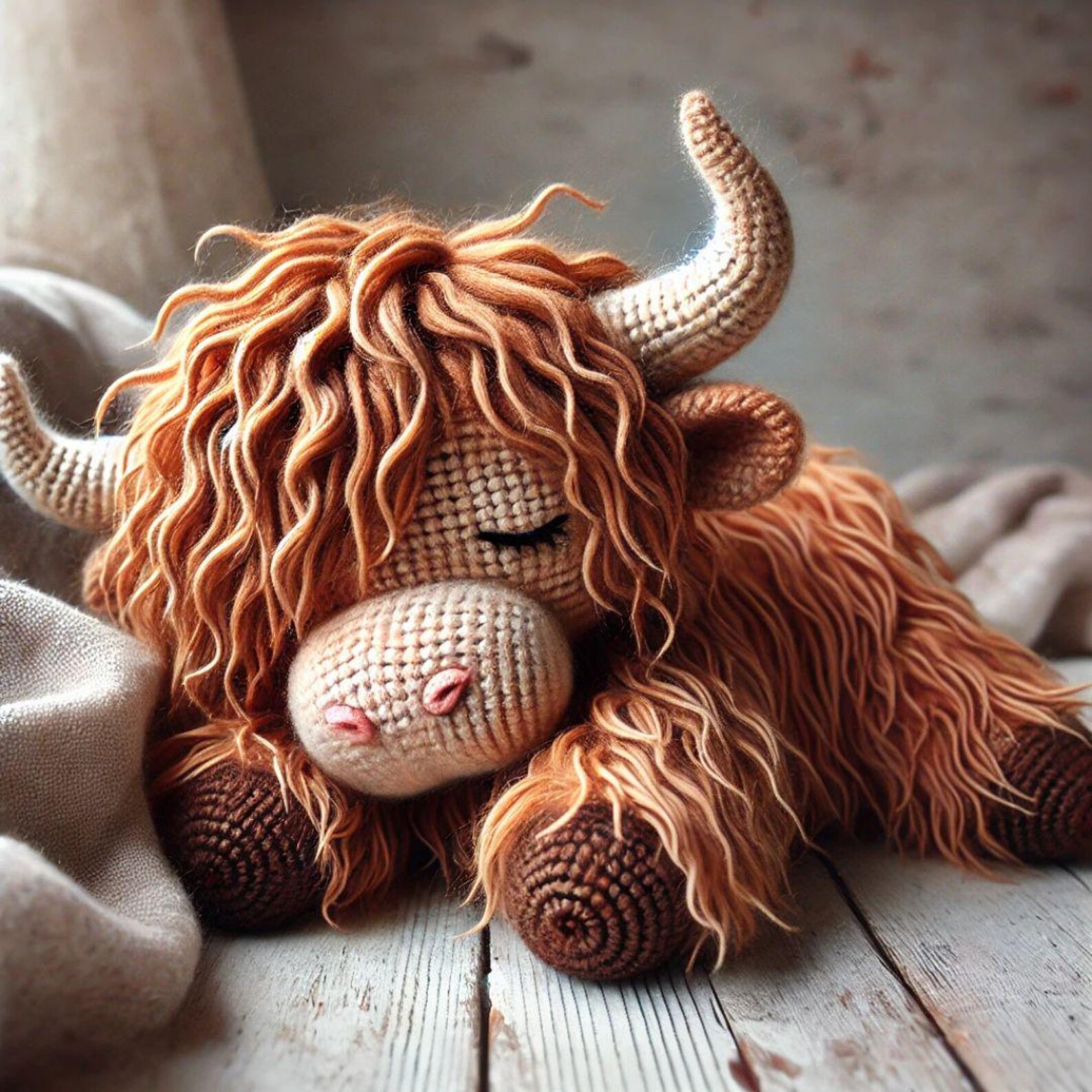 Adorable Sleeping Highland Cow Amigurumi Crochet Pattern PDF, DIY ...