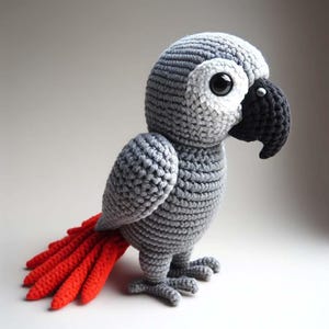 Amigurumi African Grey Parrot Crochet Pattern – Realistic DIY Crochet ...