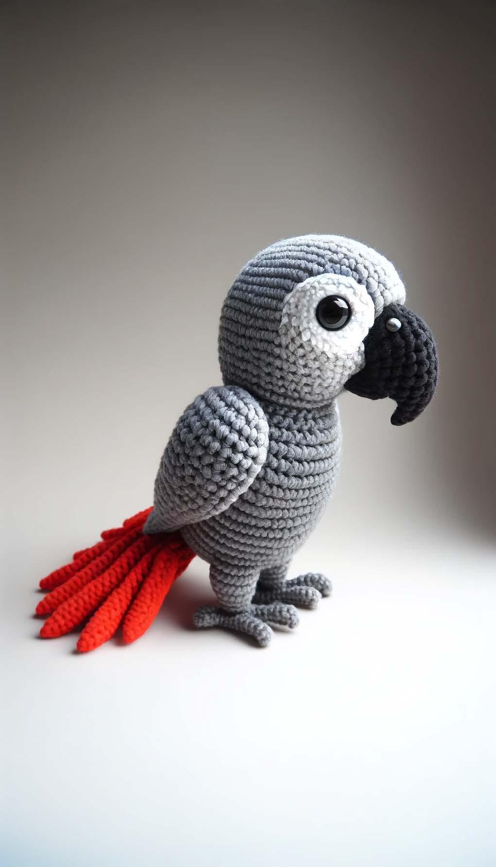 Amigurumi African Grey Parrot Crochet Pattern – Realistic DIY Crochet ...