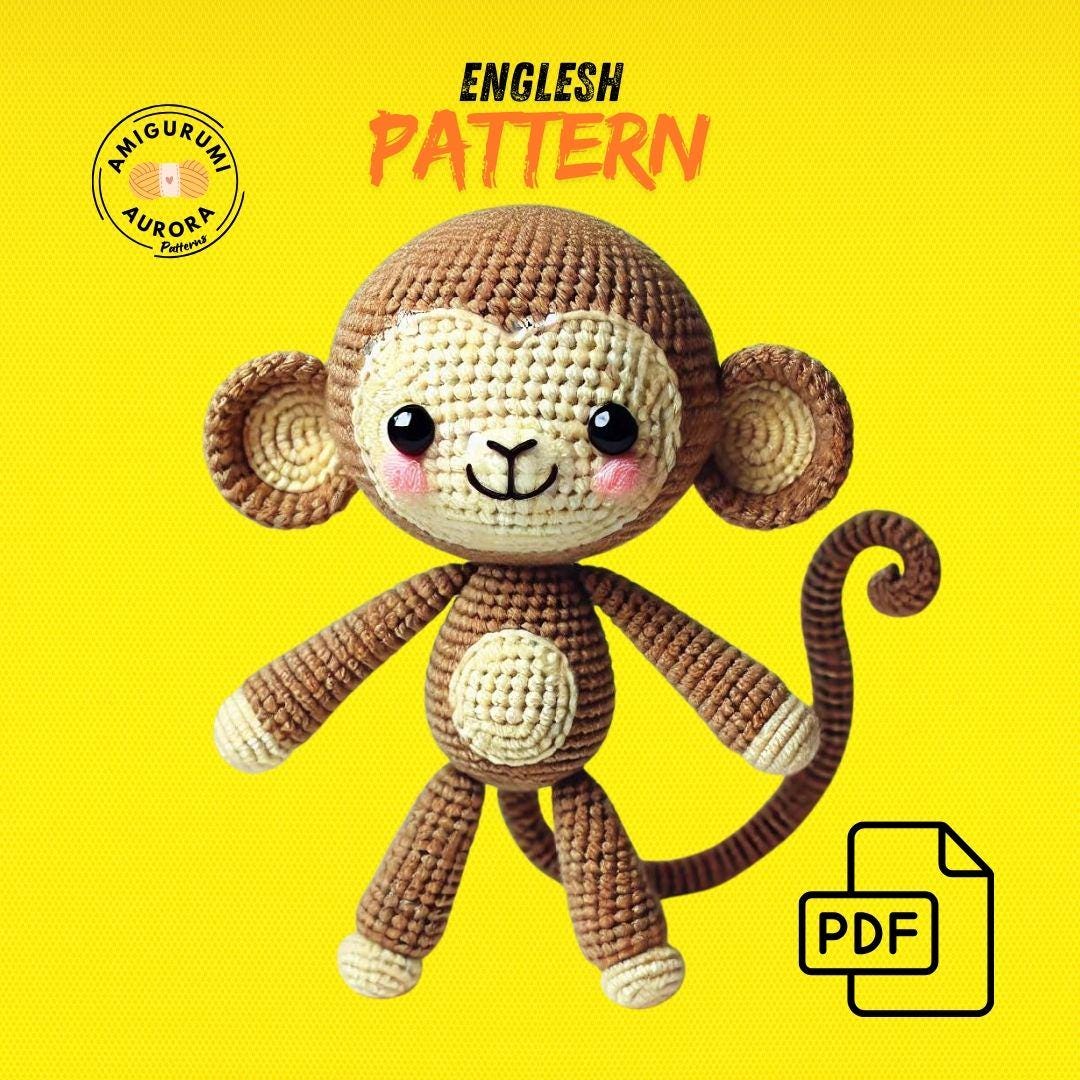 Monkey Amigurumi Crochet Pattern PDF, Cute Animal Toy, DIY Handmade ...