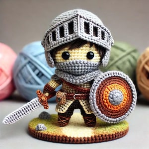 Amigurumi Knight Crochet Pattern PDF – DIY Handmade Combat Character ...
