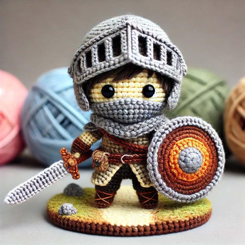 Amigurumi Knight Crochet Pattern PDF – DIY Handmade Combat Character ...